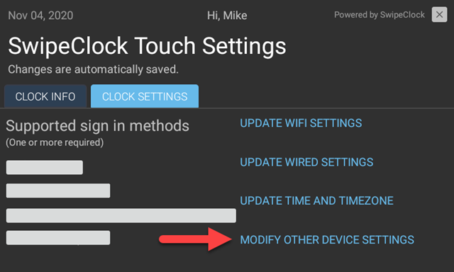 Swipeclock Touch and Vision Kiosk Mode