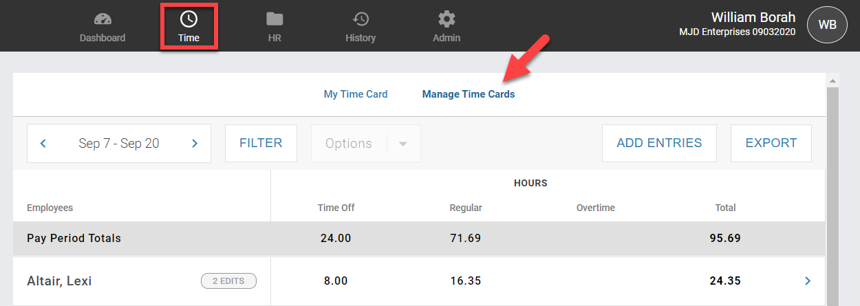 Edit Time Cards (WFH)