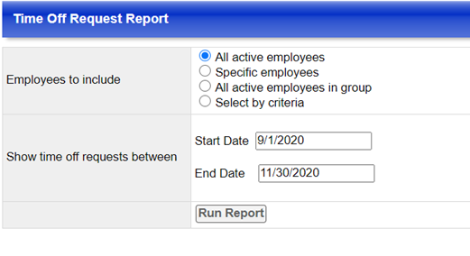 Time Off Request Report