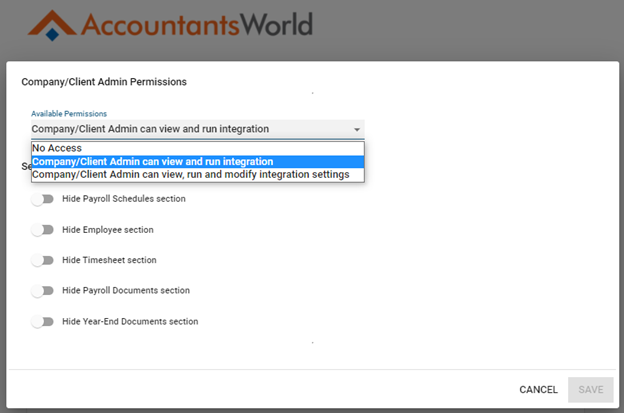 AccountantsWorld - WorkforceHub Integration - Company Setup