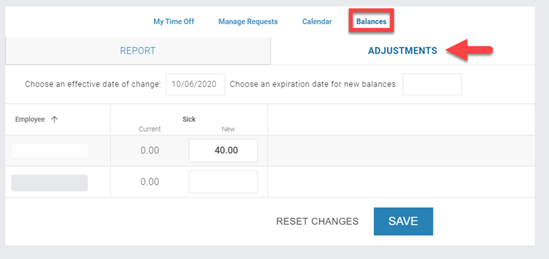 Adjust an Employee's Time Off Balance (WFH)