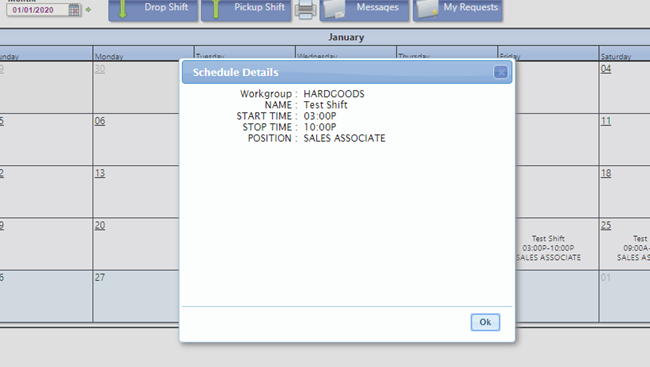 Employee Portal Calendar Styling and Schedule Details