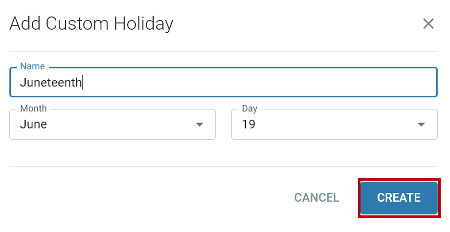 Create Custom Holiday