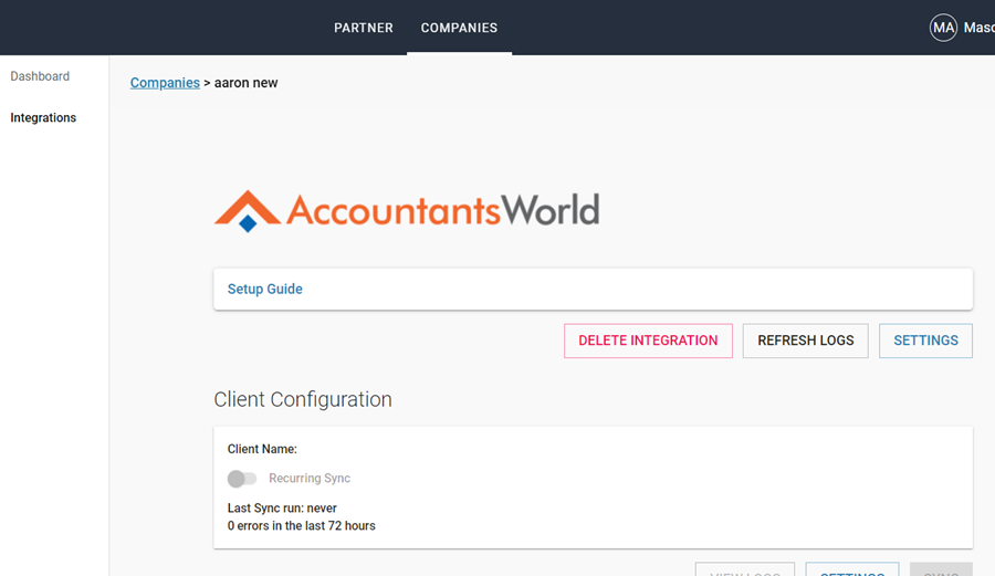 AccountantsWorld - WorkforceHub Integration - Company Setup