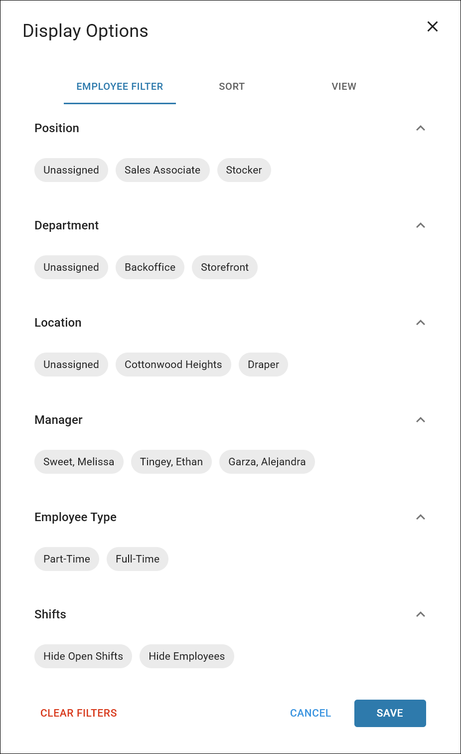 Filter, Sort, and Group Schedules